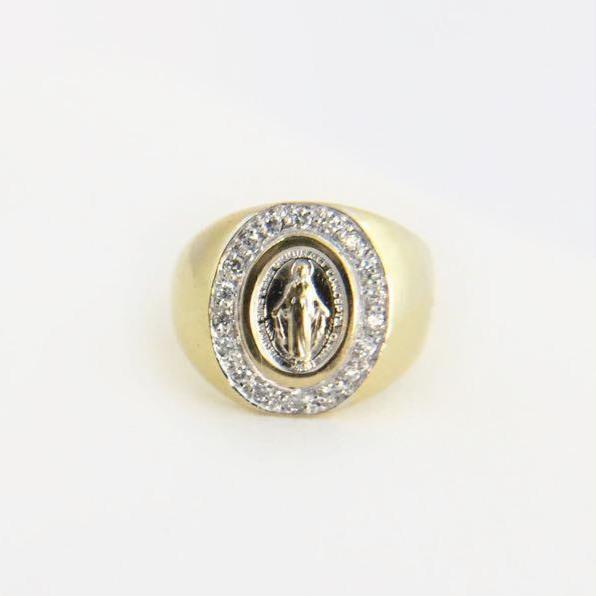 Anillo Sello Virgen de los Rayos y Brillantes – Sophia Schneider Joyas